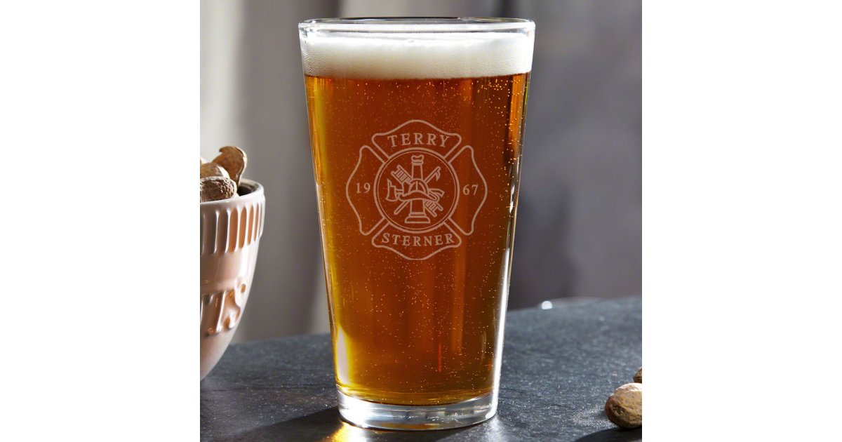 Engraved Fire and Rescue Firefighter Pint Glass | Zazzle