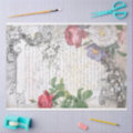 Engraved Floral French Script Ephemera Decoupage Tissue Paper | Zazzle