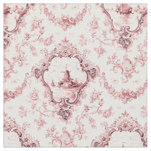 Elegant Engraved Pink and White Floral Toile Fabric | Zazzle