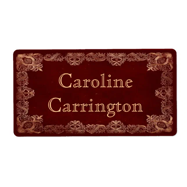 Engraved Gilt Leather Personal Bookplate Stickers | Zazzle