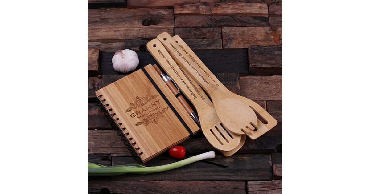 Engraved Kitchen Utensils Set with Pen & Journal | Zazzle