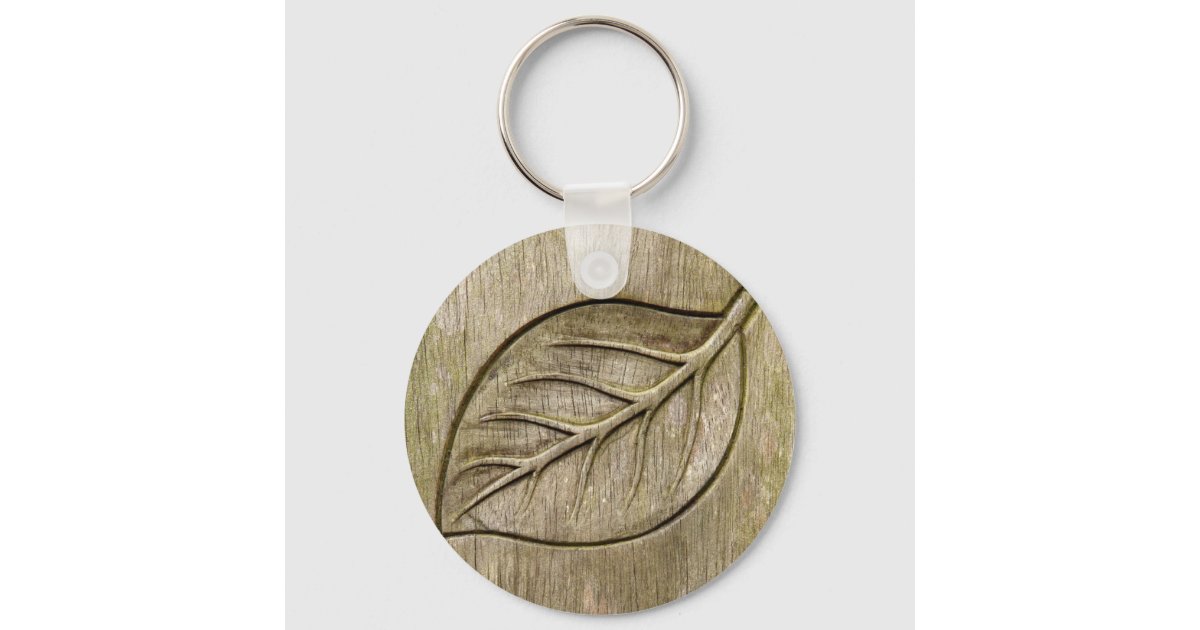 Engraved leaf keychain | Zazzle