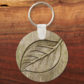 Engraved leaf keychain | Zazzle