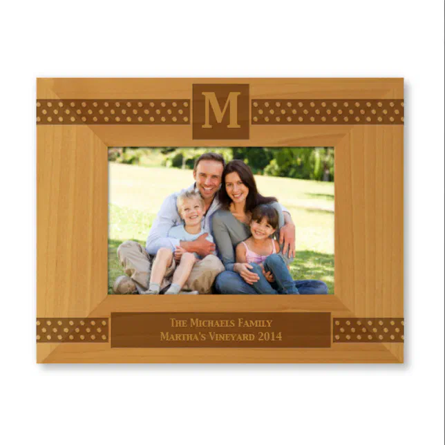 Engraved Monogram 9x7 Wooden Picture Frame | Zazzle