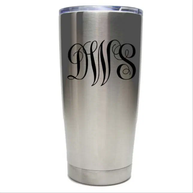 Engraved Script Monogram Stainless Steel Tumbler | Zazzle
