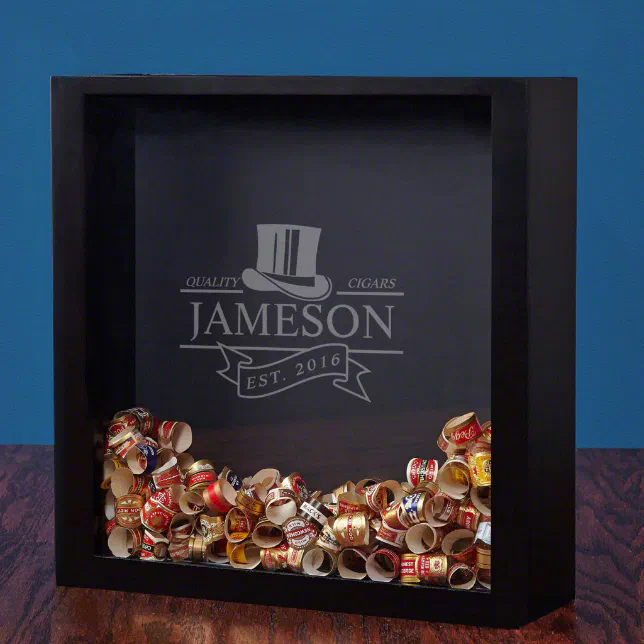 Engraved Top Hat Cigars Bands Shadow Box | Zazzle