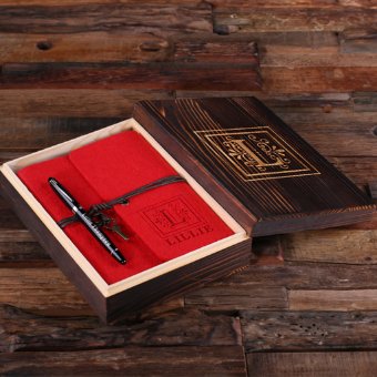 Engraved Writing Set & Ruby Red Felt Journal | Zazzle