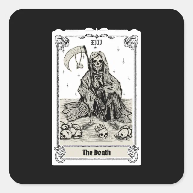 engraving tarot the death XIII Square Sticker | Zazzle