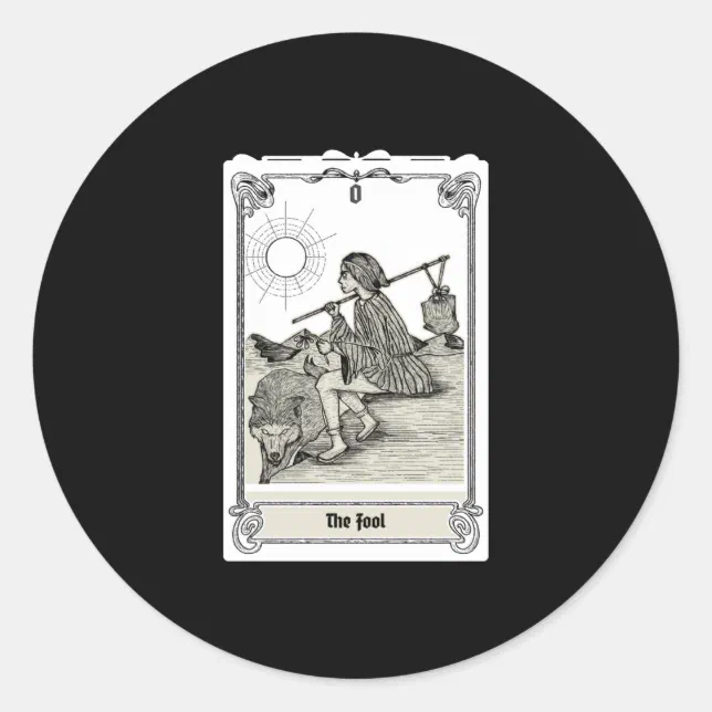 Engraving Tarot - The Fool O Classic Round Sticker | Zazzle