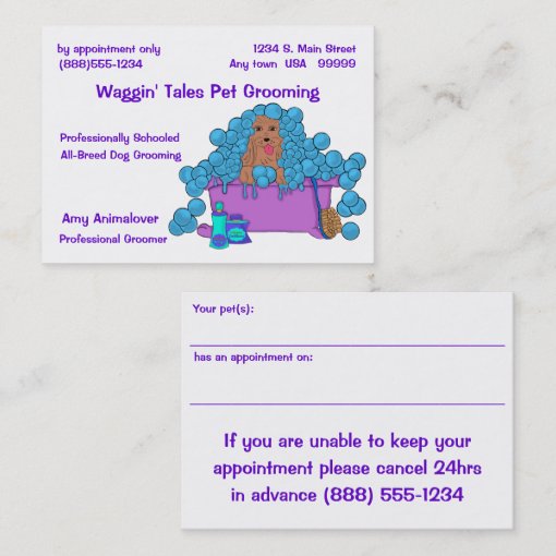 Enhanced Grooming Appointment And Business Card | Zazzle