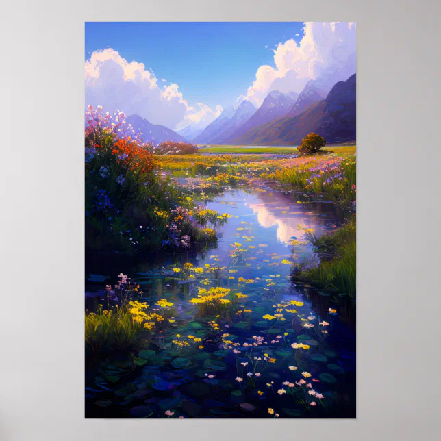 Enigmatic Swampy Meadow in the Valley Poster | Zazzle
