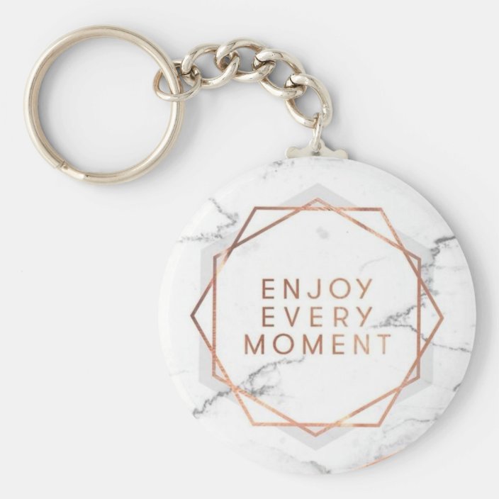 Enjoy Every Moment Rose Gold Marble Key Chain | Zazzle.com