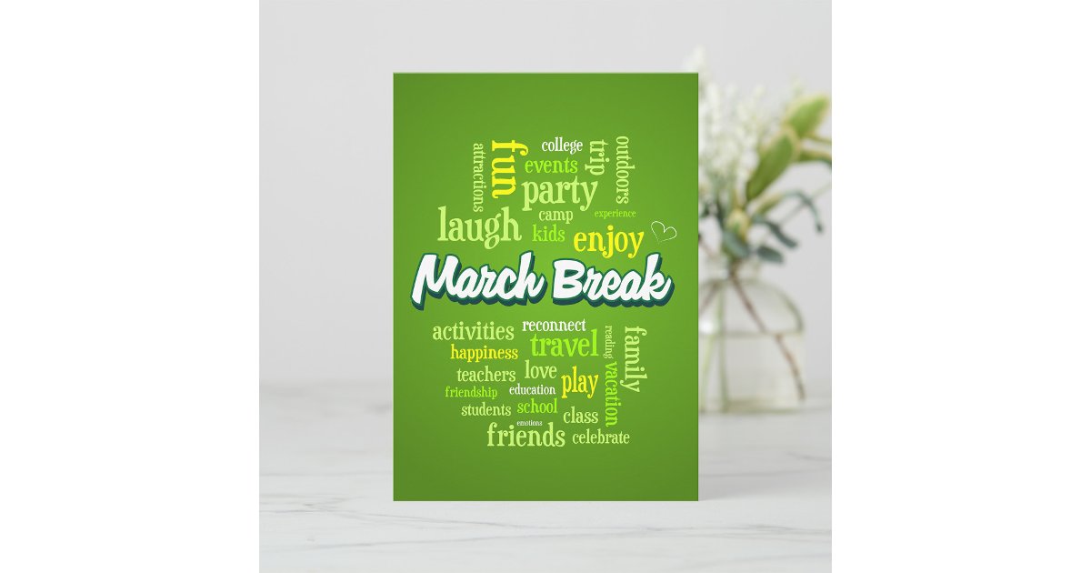 Enjoy March Break Invitation | Zazzle