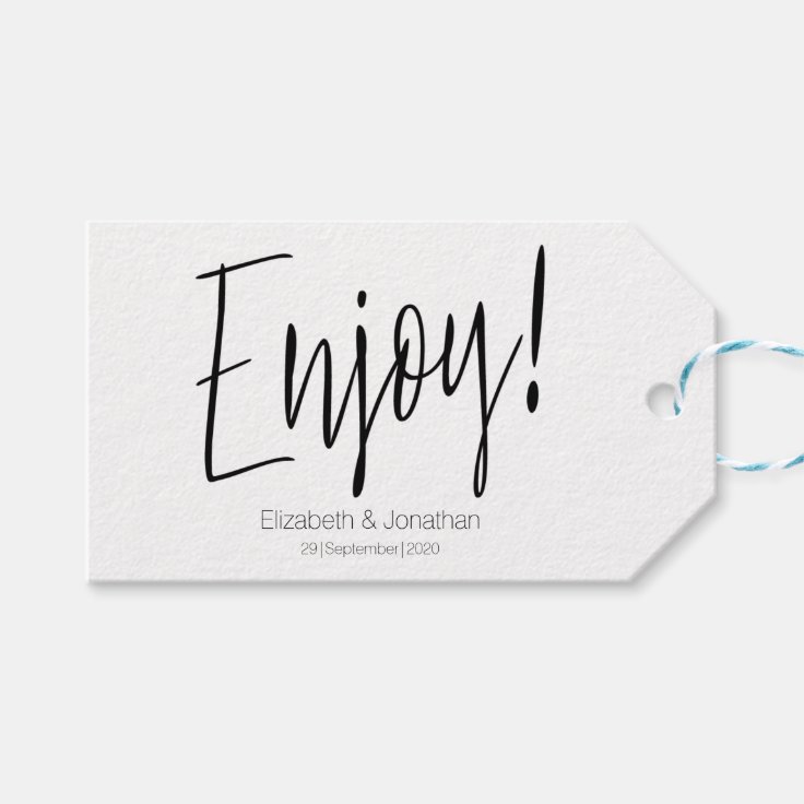 Enjoy Simple Calligraphy Wedding Favor Tag | Zazzle