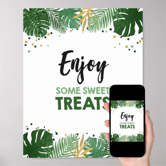 Enjoy Some Sweet Treats Tropical Safari Birthday Poster | Zazzle