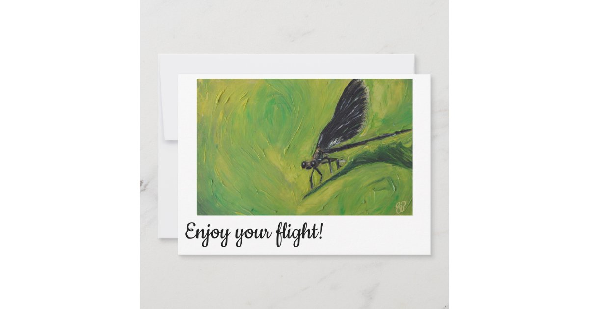 Enjoy your flight, trip card -Wide eyed Damselfly | Zazzle