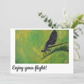 Enjoy your flight, trip card -Wide eyed Damselfly | Zazzle