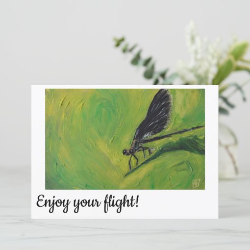 Enjoy your flight, trip card -Wide eyed Damselfly | Zazzle