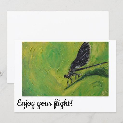 Enjoy your flight, trip card -Wide eyed Damselfly | Zazzle