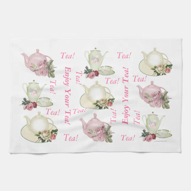 Enjoy Your Tea Teapot Tea Towel | Zazzle
