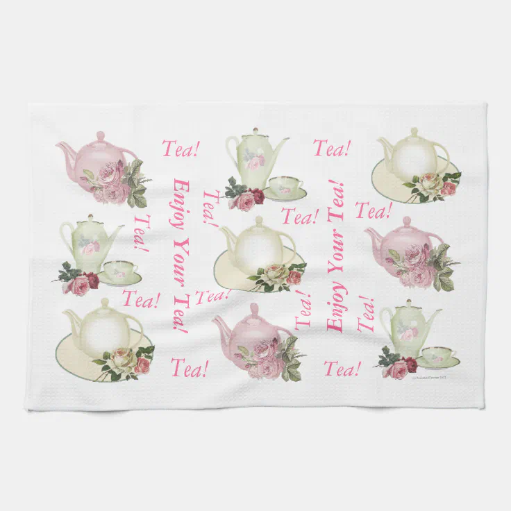 Enjoy Your Tea Teapot Tea Towel | Zazzle