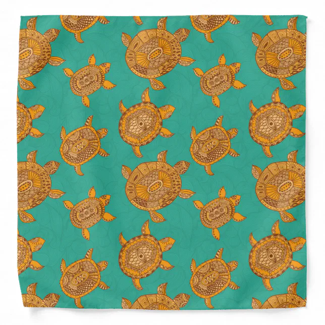 Enjoying Your Journeys- Teal Green Sea Turtles Bandana | Zazzle