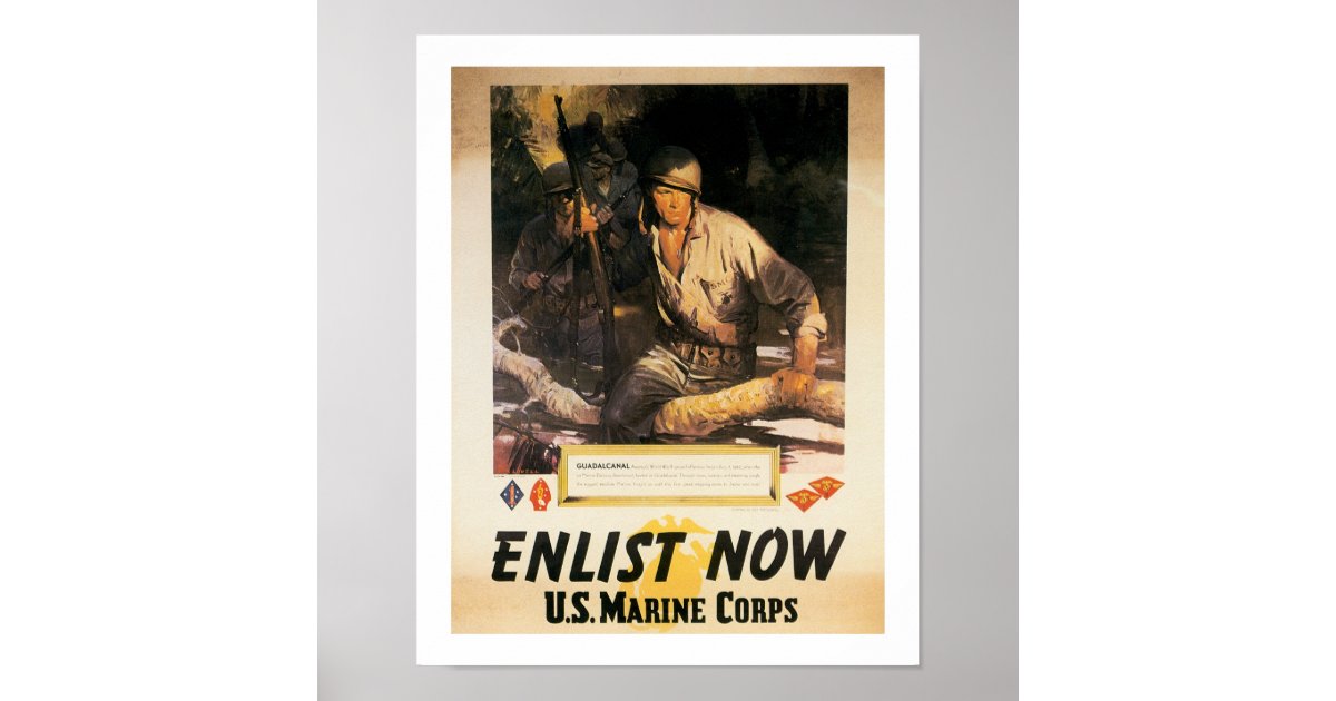 Enlist Now - US Marine Corps Poster | Zazzle