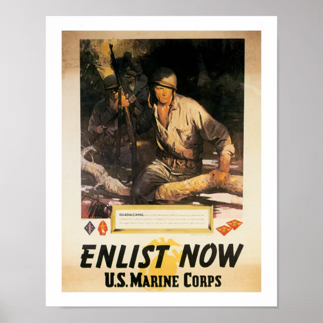 Enlist Now - US Marine Corps Poster | Zazzle