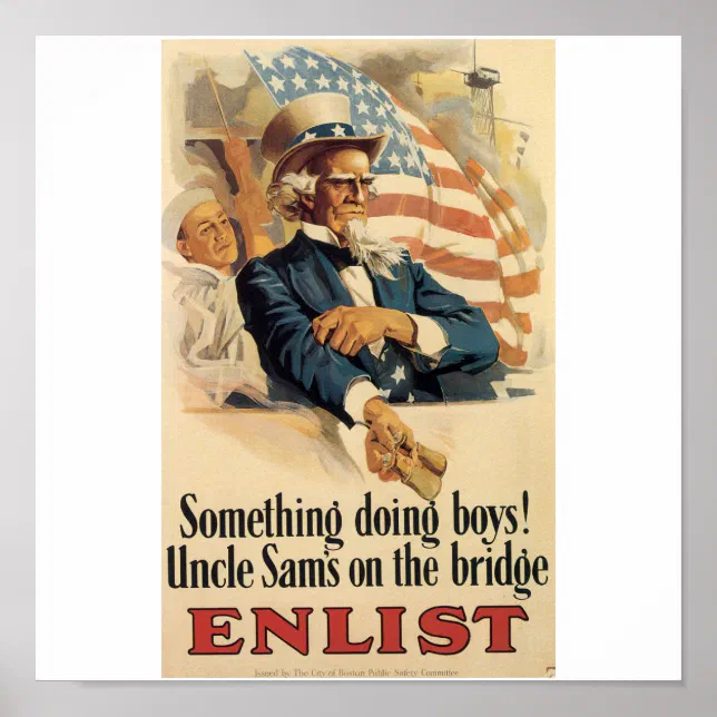 "Enlist" Old Uncle Sam U.S. Military Poster | Zazzle