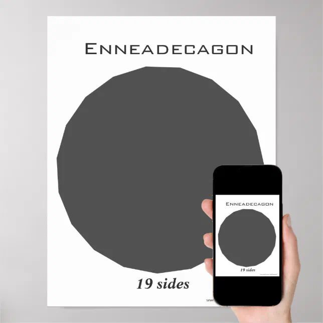 Enneadecagon Poster of Polygon | Zazzle