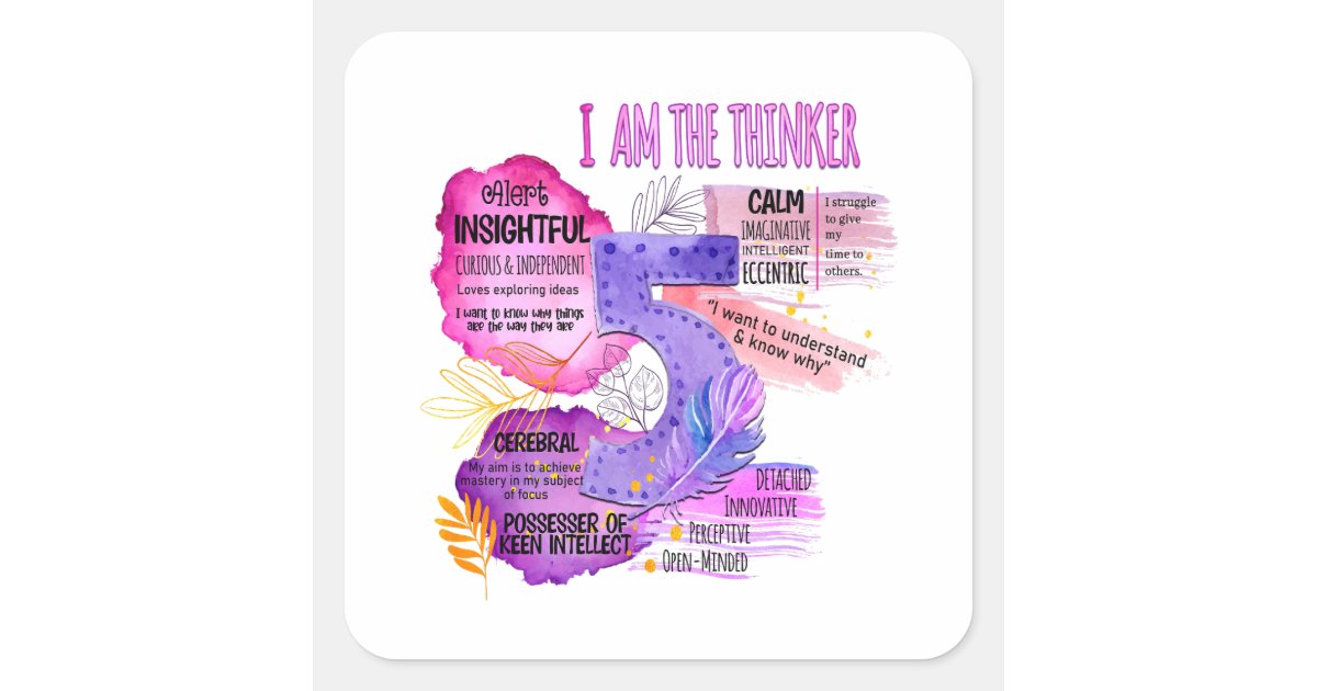 Enneagram Type 5 - I Am The Thinker Square Sticker | Zazzle