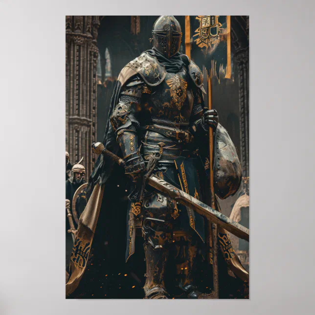 Enormous Knight Towering Over Castle - Fantasy Pos Poster | Zazzle
