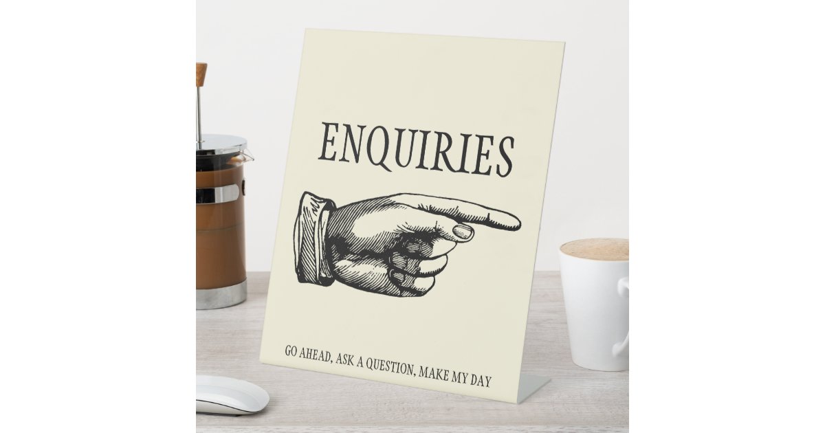 Enquiries- Vintage Victorian Pointing Finger Pedestal Sign | Zazzle