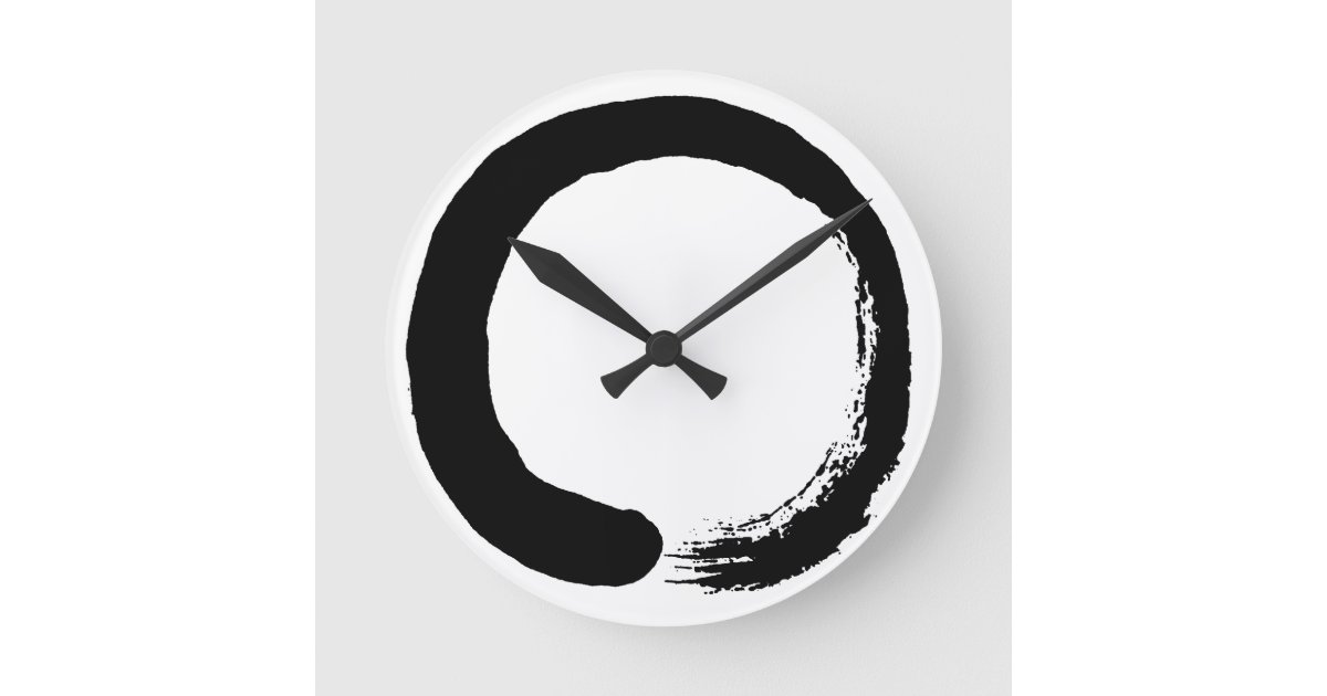 Enso Circle Zen Calligraphy Round Clock | Zazzle