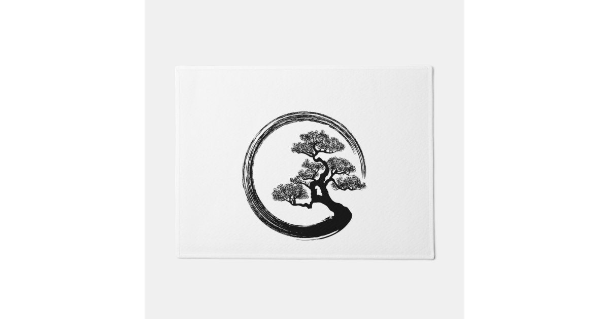 Enso Zen Circle and Bonsai Tree Doormat | Zazzle