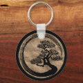 Enso Zen Circle and Bonsai Tree Gold Keychain | Zazzle