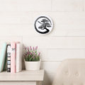 Enso Zen Circle and Bonsai Tree Round Clock | Zazzle