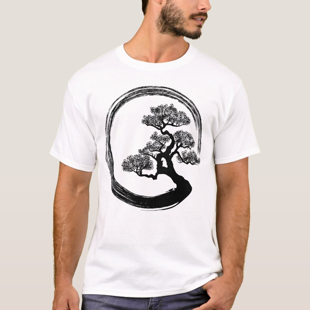 Enso Zen Circle and Bonsai Tree T-Shirt | Zazzle