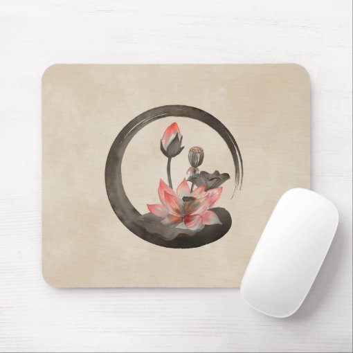 Enso Zen Circle and Lotus Mouse Pad | Zazzle