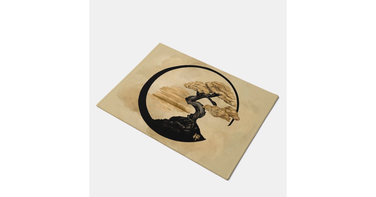 Enso Zen Circle Bonsai - Golden Sunrise Doormat | Zazzle