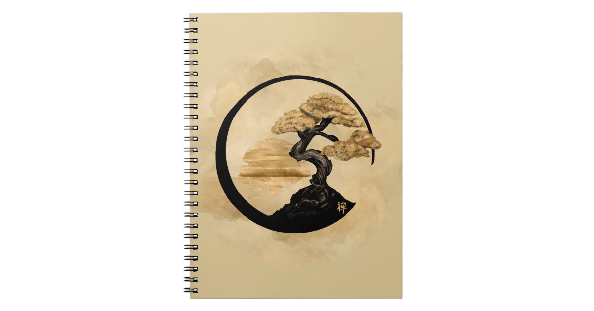 Enso Zen Circle Bonsai - Golden Sunrise Notebook | Zazzle