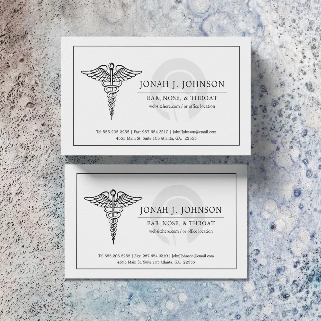 ENT | Minimalist Faded ENT Symbol Business Card | Zazzle