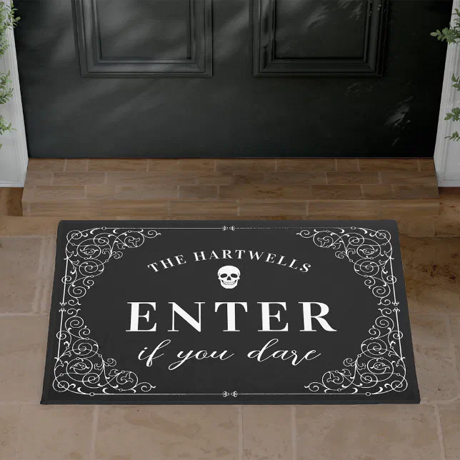 Enter If You Dare | Personalized Halloween Doormat | Zazzle