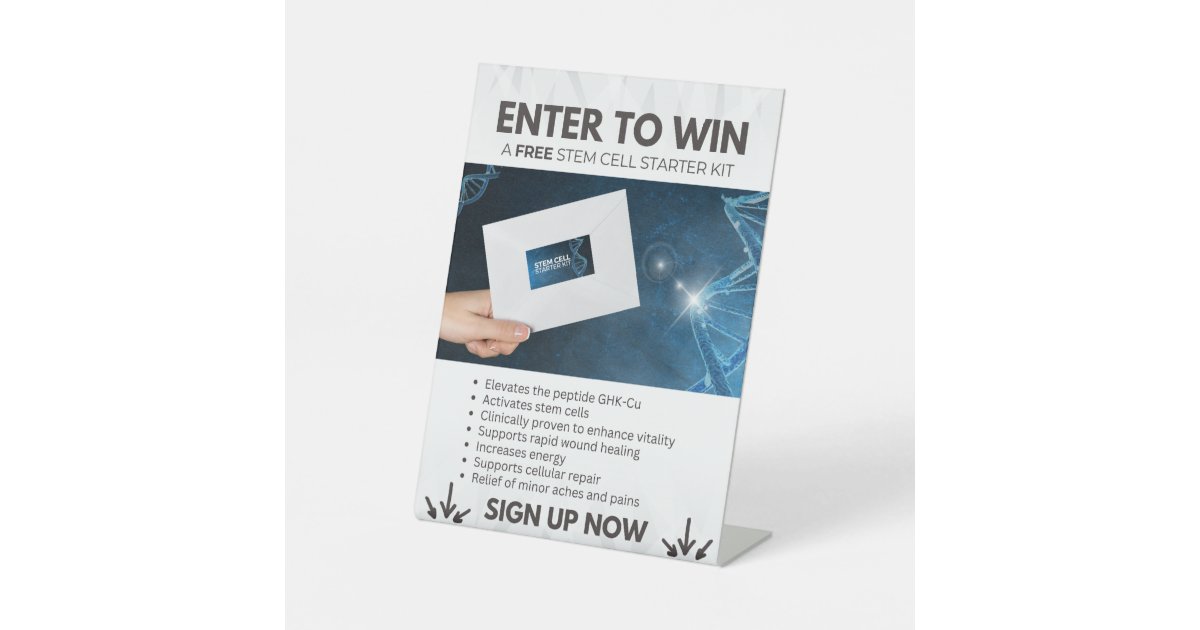 Enter To Win a Stem Cell Starter Kit Pedestal Sign | Zazzle