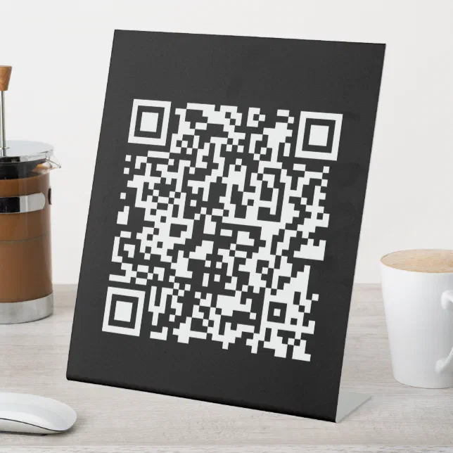 Enter URL & Create Scannable QR Code | Black White Pedestal Sign | Zazzle