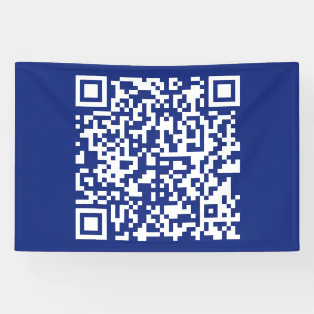 Enter URL Instantly Generated QR Code | Navy Blue Banner | Zazzle