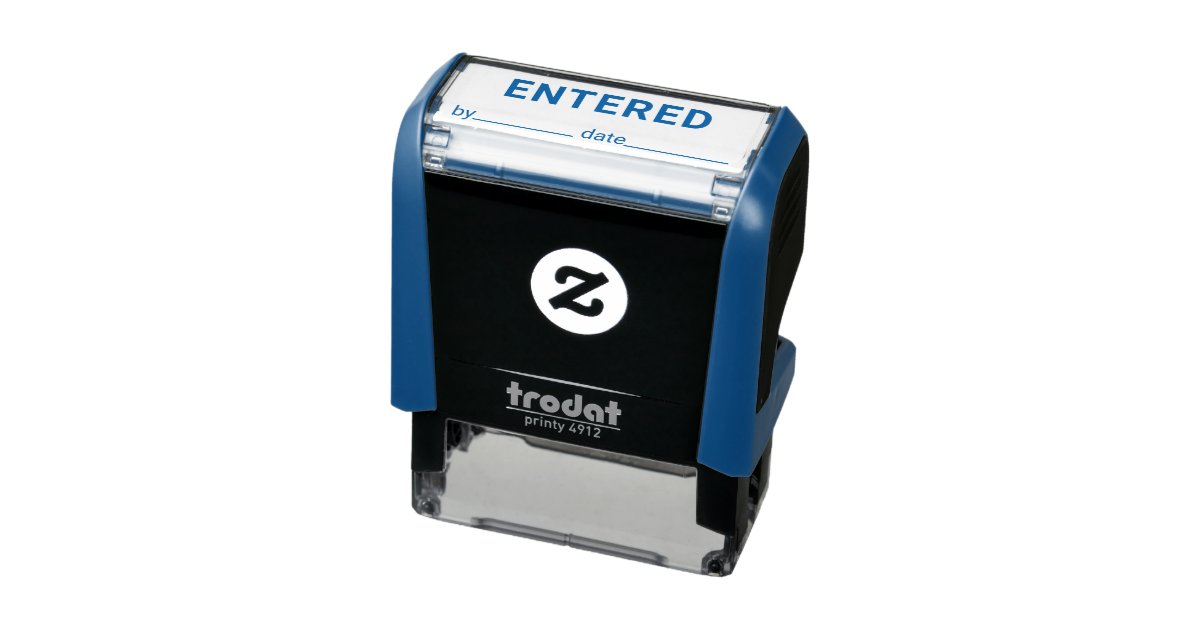 ENTERED Signature and Date Business Bookkeeping Self-inking Stamp | Zazzle