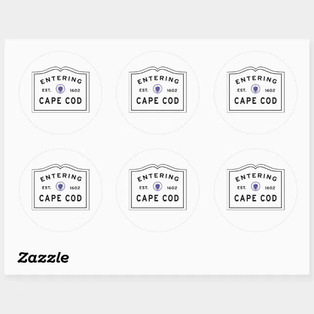 Entering Cape Cod Massachusetts Sign Classic Round Sticker | Zazzle
