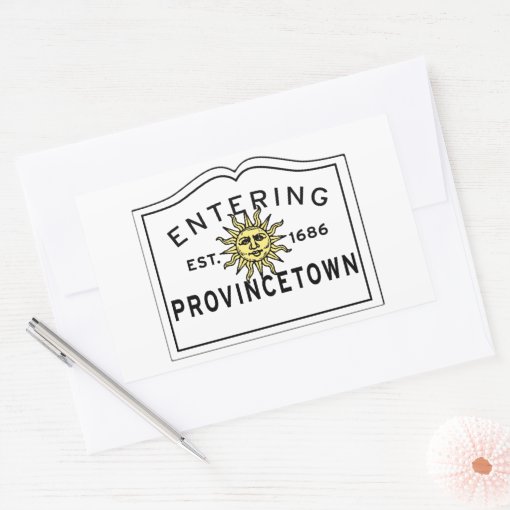 Entering Provincetown Massachusetts Town Sign Rectangular Sticker | Zazzle