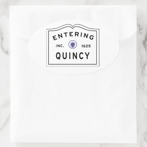 Entering the City of Quincy Massachusetts Oval Sticker | Zazzle